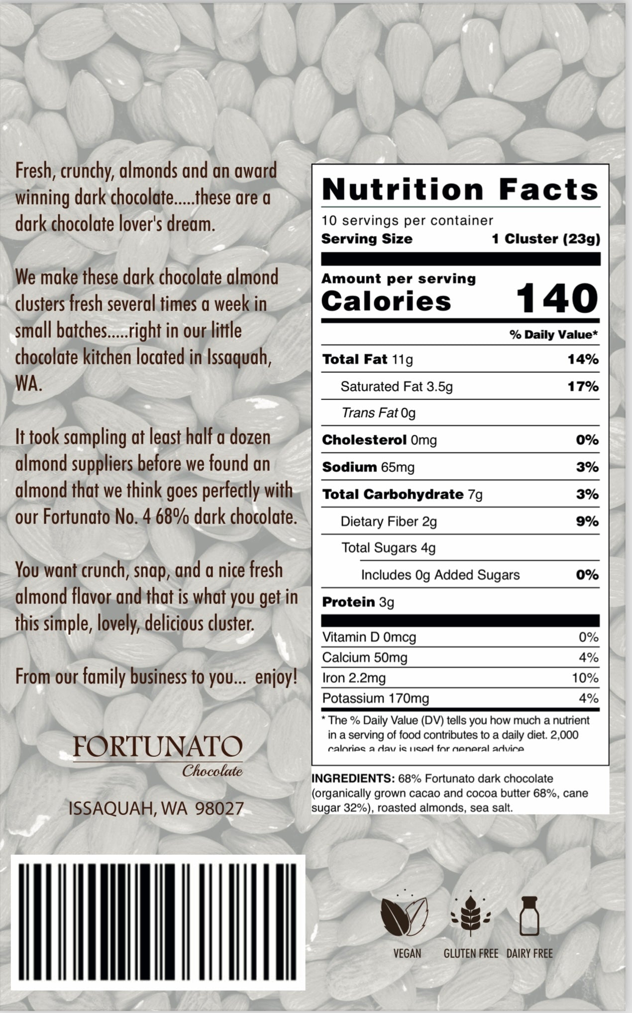 Fortunato Dark Chocolate Almond Clusters - 8 oz – FortunatoNo4